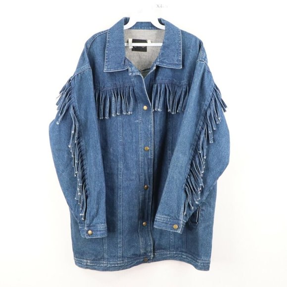 Vintage | Jackets & Coats | Vintage 9s Streetwear Fringed Denim Jean ...